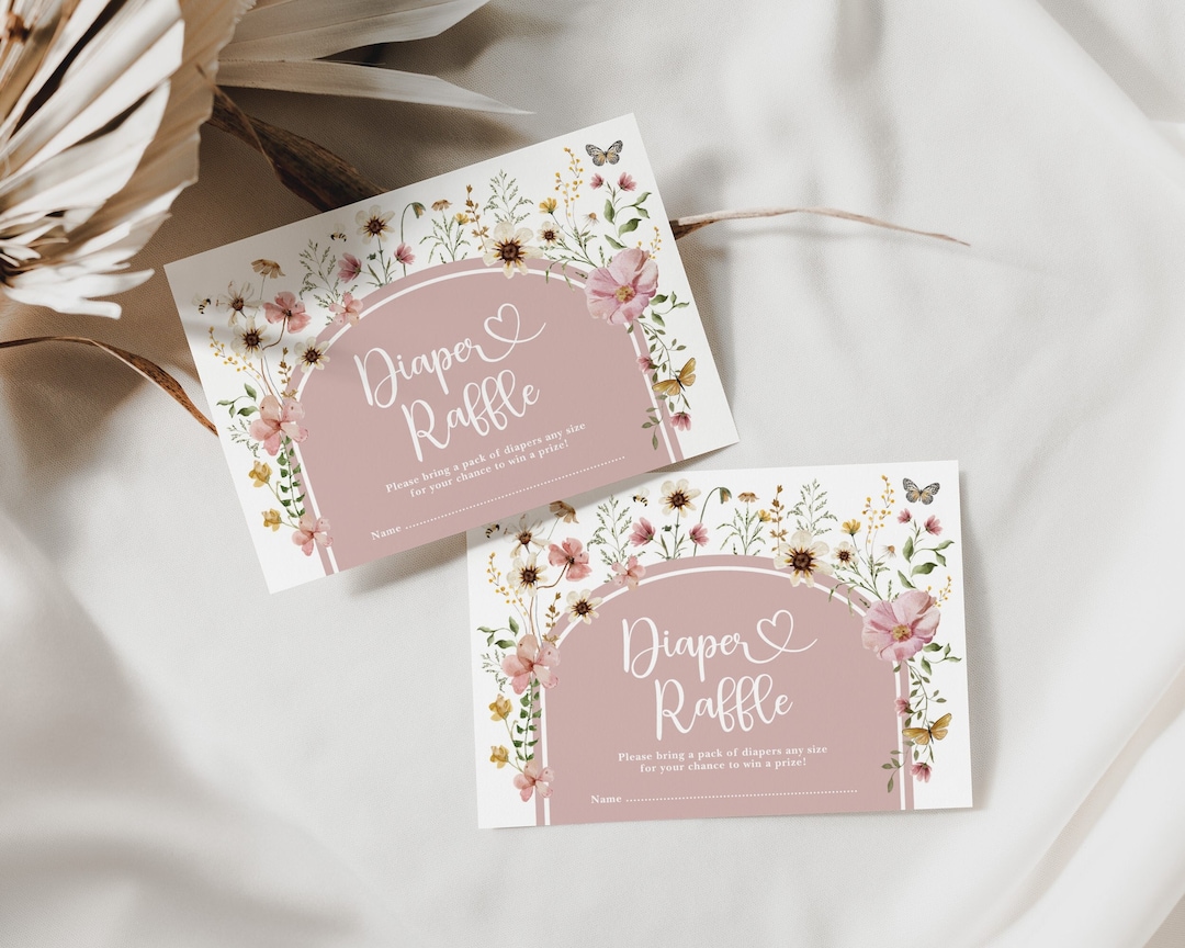Editable Diaper Raffle Ticket Template - Feminine Wildflower Baby ...