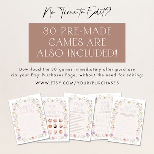 Wildflower Baby Shower Games, 30 Baby in Bloom Editable Baby Shower ...