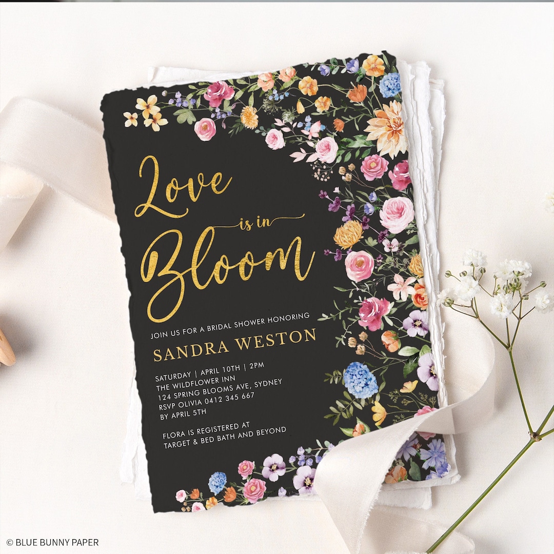 Love is in Bloom Bridal Shower Invitation Editable Template Wildflower Wedding Shower Invite ...