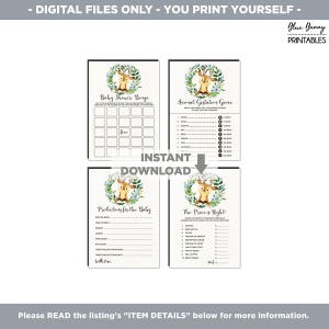 Deer Baby Shower GAMES PACKAGE. 8x Floral Baby Deer Printable Games ...