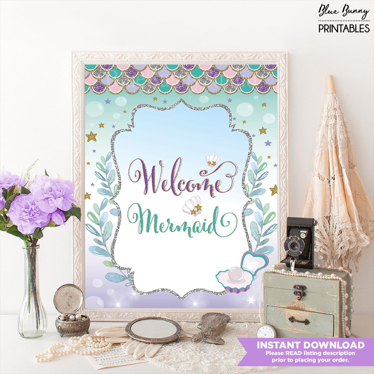 Mermaid Welcome Sign. Birthday Party Decoration. Ocean Sea | Etsy