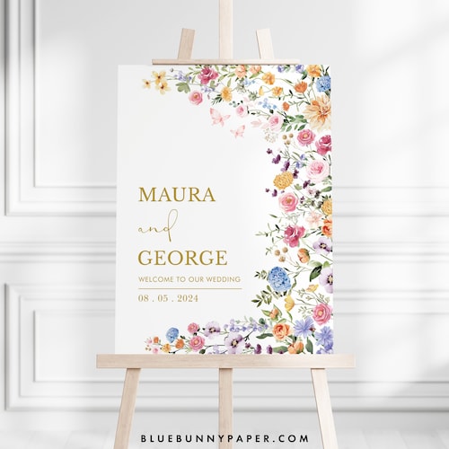 Editable Wildflower Wedding Welcome Sign Colorful Floral - Etsy