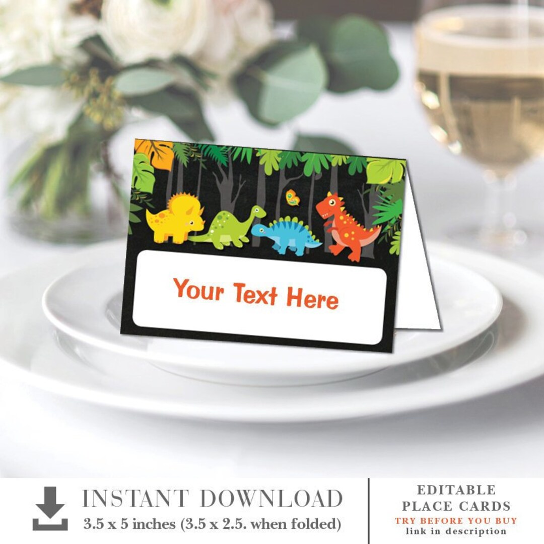 EDITABLE Dinosaur Food Tent Labels. Dinosaur Birthday Party Decor ...