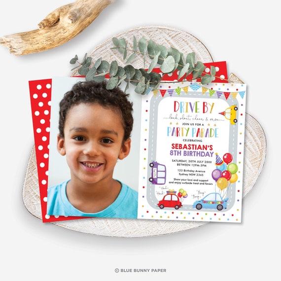 Boy Drive By Birthday Invitation. Drive Through Birthday Party Parade ...