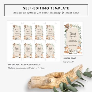 Boho Woodland Editable Favor Tag Template Forest Animals Baby Shower ...