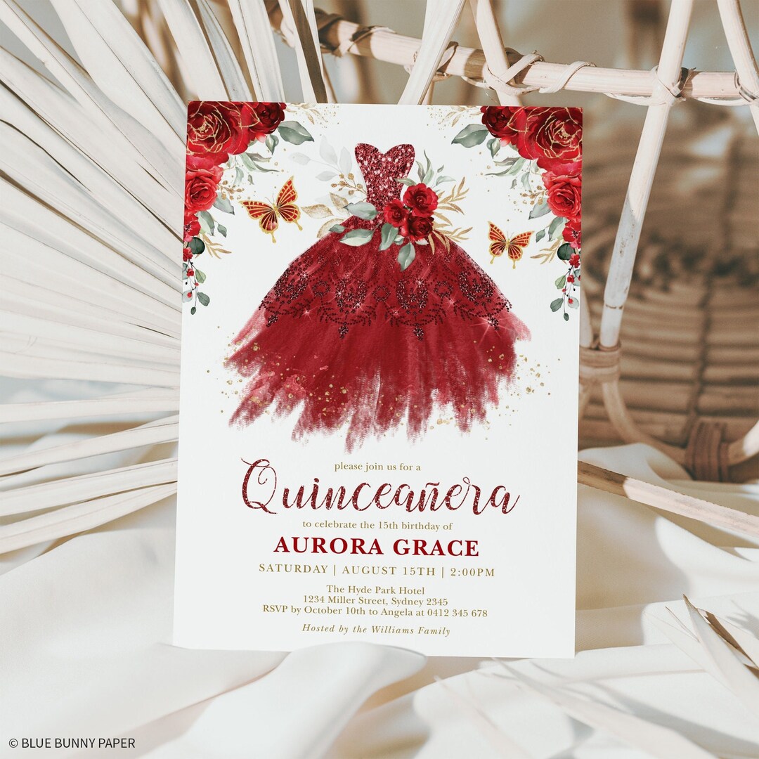 Red Roses Quinceanera Invitation Editable Template, Floral Mis Quince ...