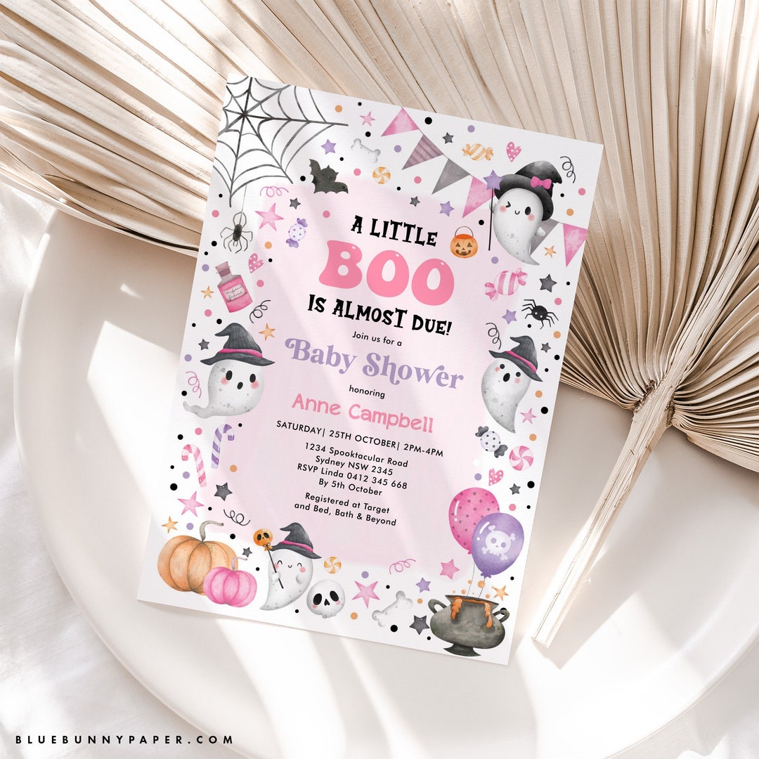 Girl Halloween Baby Shower Invitation A Little Boo Baby Shower Invite ...