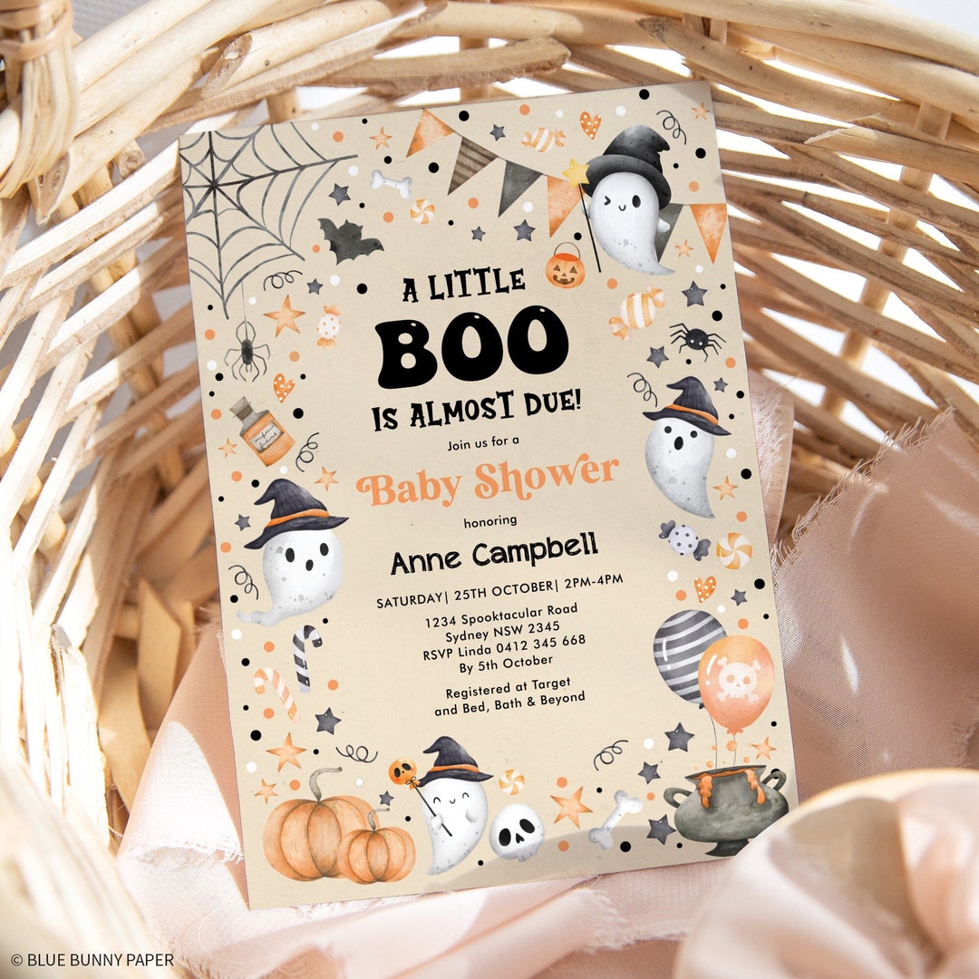 Halloween Baby Shower Invitation A Little Boo Baby Shower Invite Gender ...