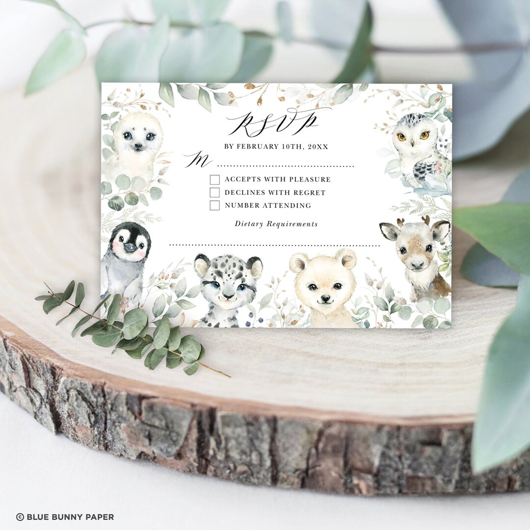 EDITABLE Winter Animals RSVP Card, Winter Onederland Birthday Insert ...