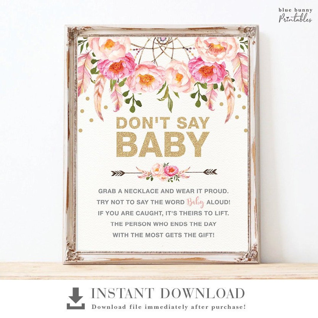 Grab a Necklace. Don't Say Baby Shower Game. Pink Gold Boho ...