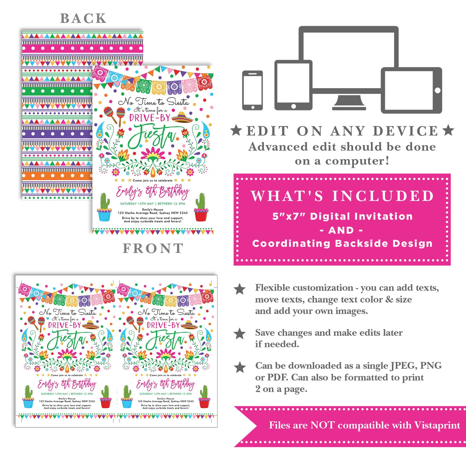 Editable Fiesta Drive by Birthday Invitation. Mexican Drive Through ...