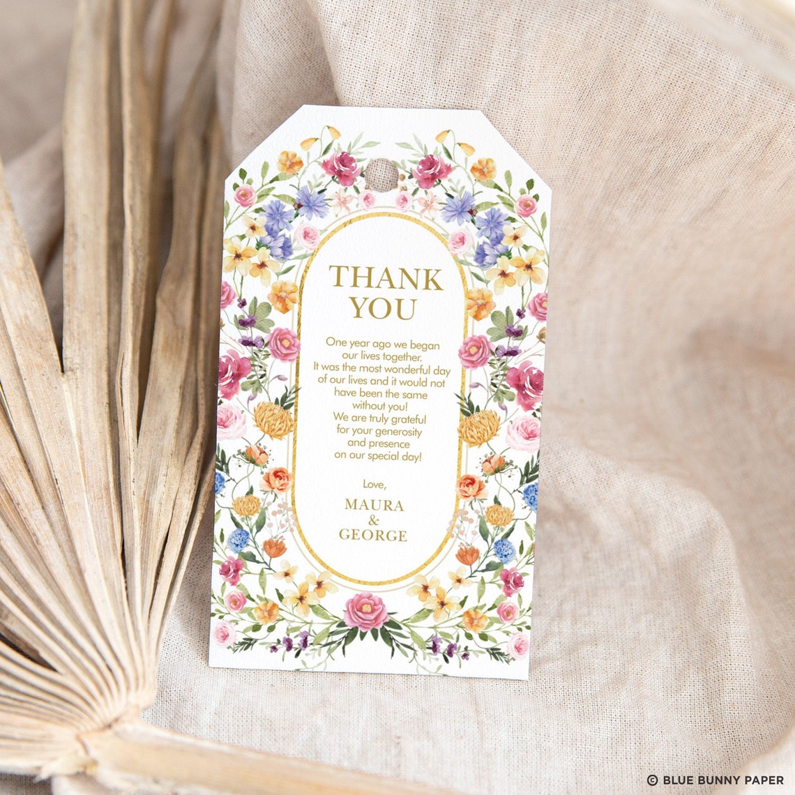 Wildflower Wedding Favor Tag Template, Spring Flower Bridal Party ...
