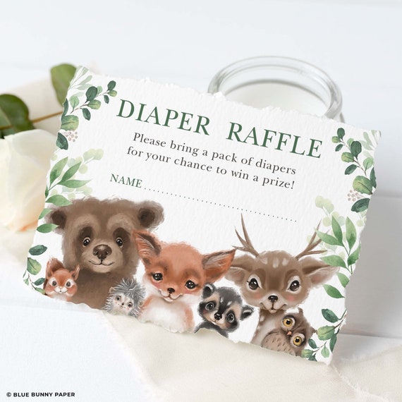 Cute Woodland Diaper Raffle Printable, Forest Animals Baby Shower ...