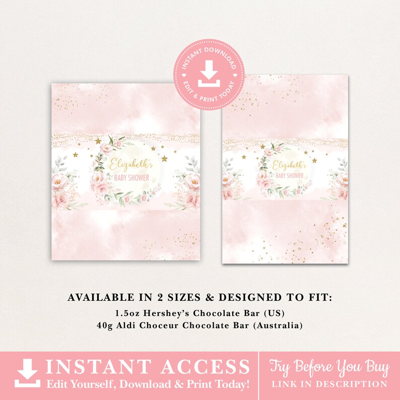 EDITABLE Moon & Star Chocolate Bar Wrapper Twinkle Twinkle - Etsy