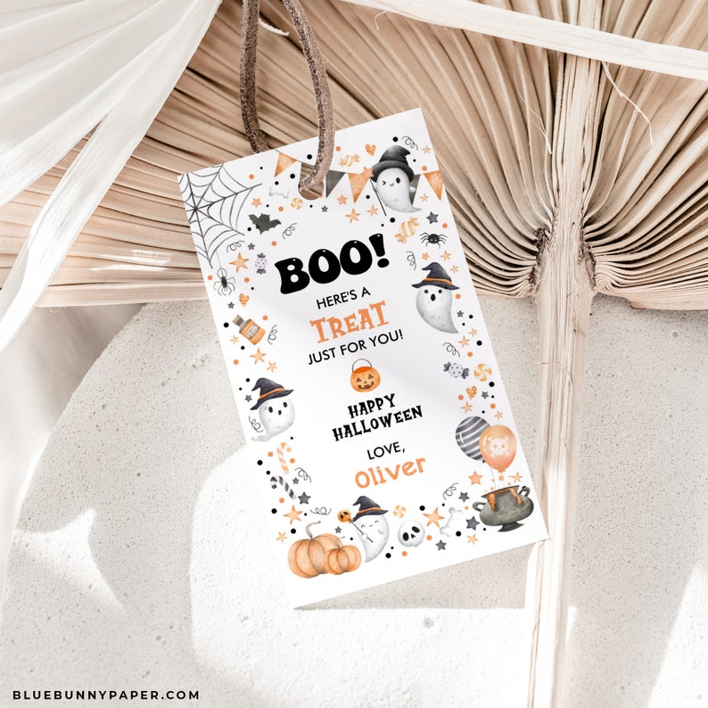 Cute Halloween Ghost Favor Tags Template Trick or Treat Gift Tags ...