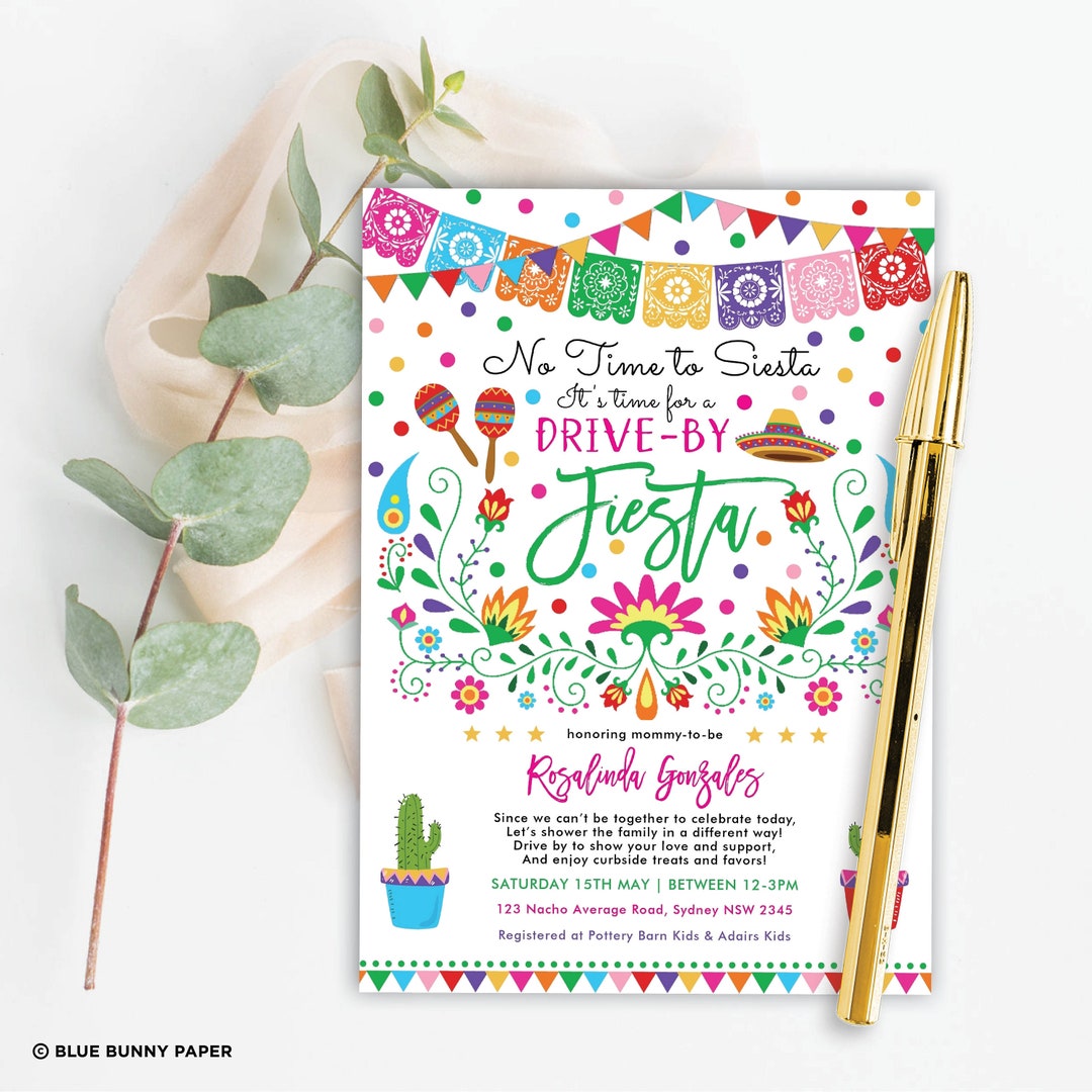 Fiesta Drive by Baby Shower Invitation Template. Mexican Floral Drive ...