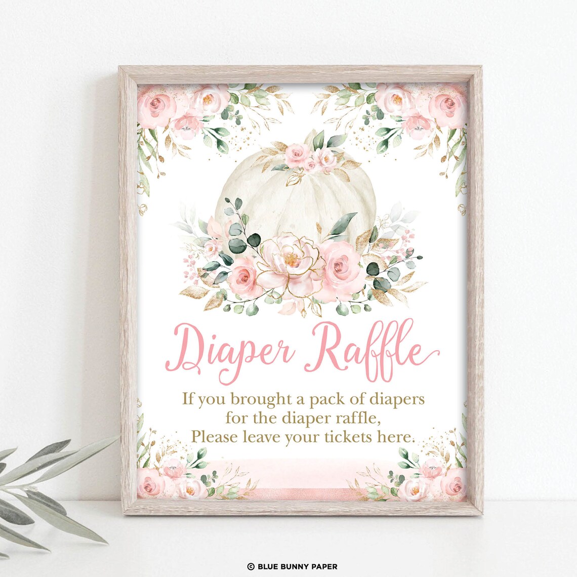 Pumpkin Diaper Raffle Sign Blush Floral Fall Baby Shower - Etsy