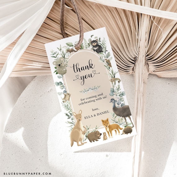Boho Greenery Australian Animals Favor Tag Eucalyptus Baby Shower ...