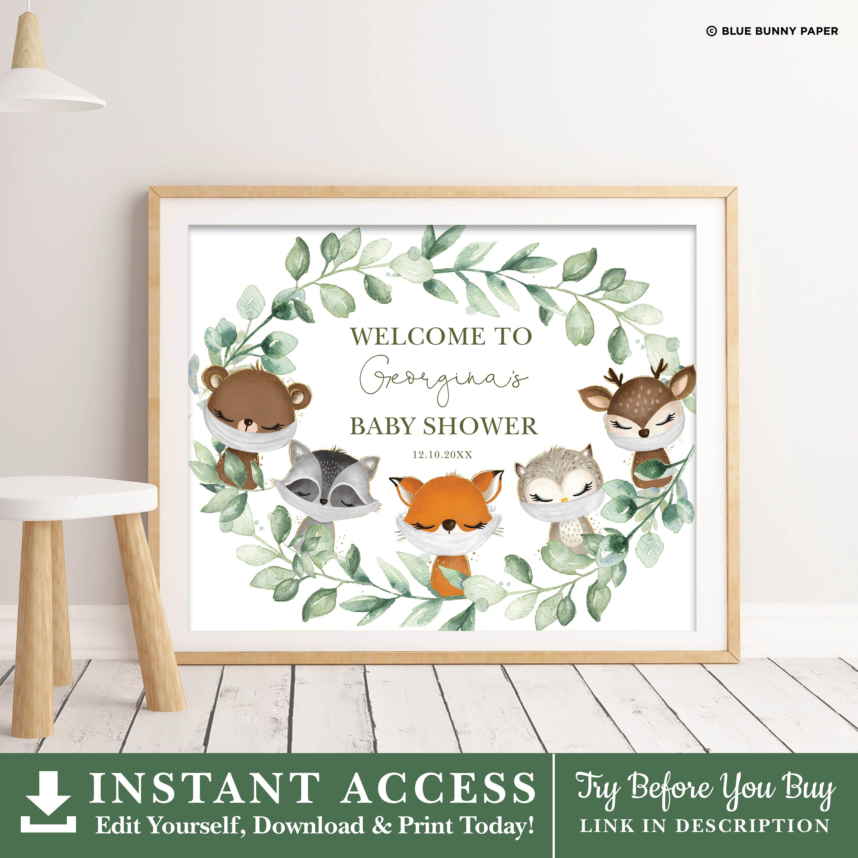 EDITABLE Quarantine Baby Shower Welcome Sign Drive By Baby | Etsy