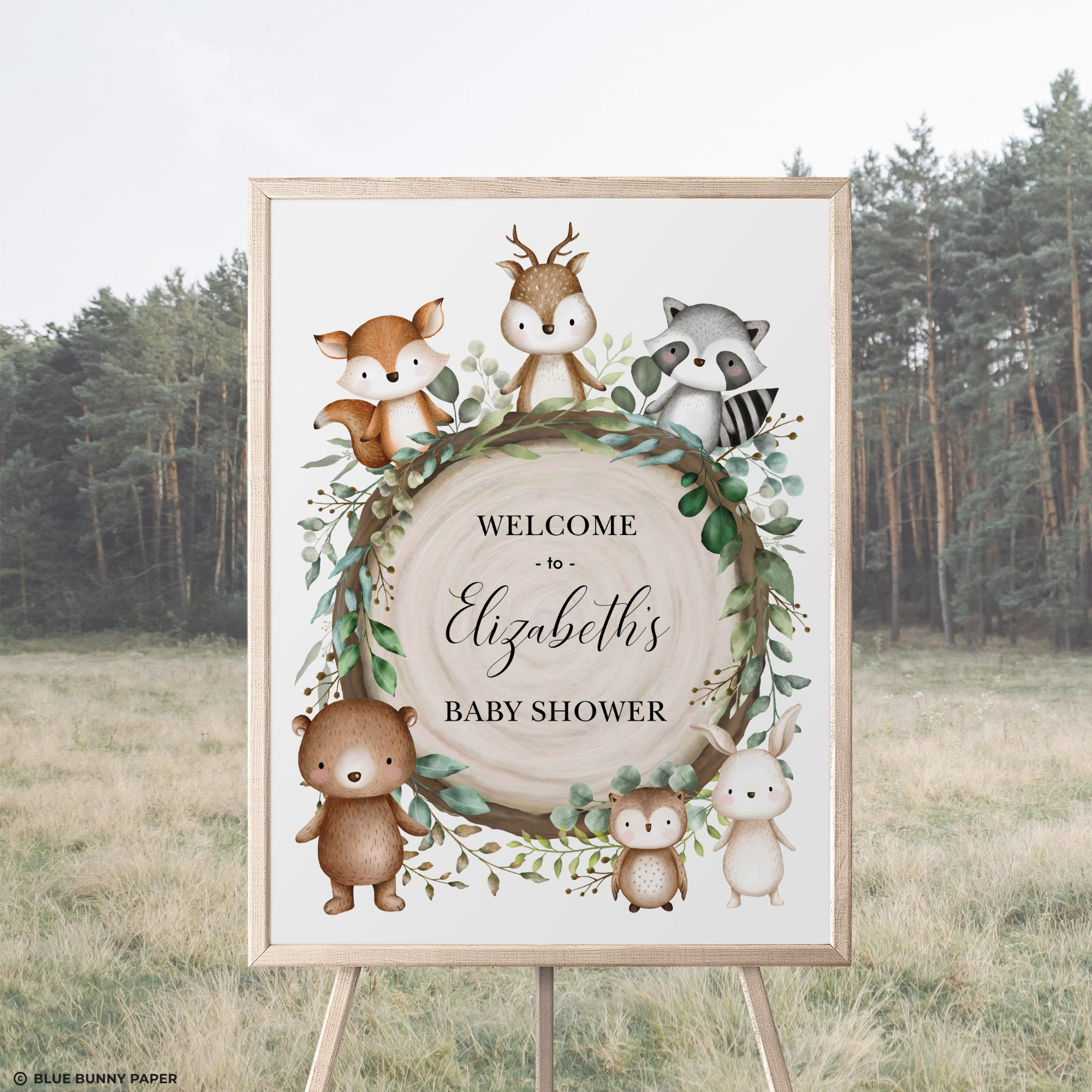 Editable Woodland Welcome Sign Template, Rustic Greenery 1st Birthday ...