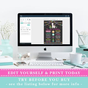 DIY Llama Birthday Milestone Sign. Fiesta Alpaca First Birthday Party ...