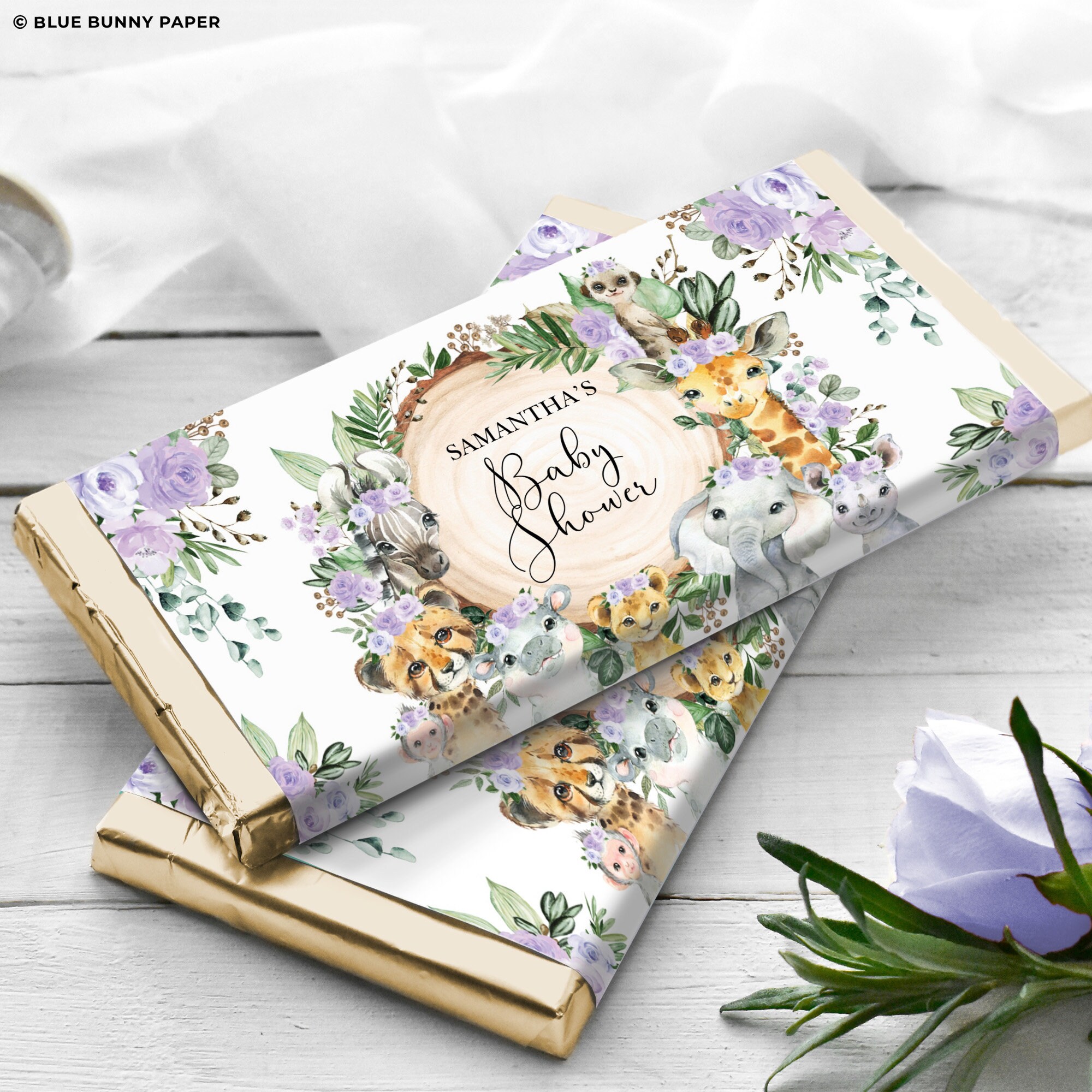 Purple Safari Chocolate Bar Wrapper Jungle Animals Baby - Etsy