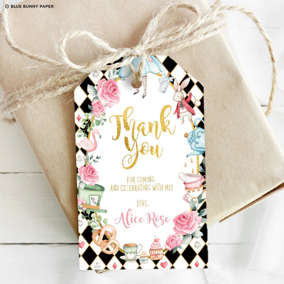 EDITABLE Alice in Wonderland Favor Tag Alice in Onederland | Etsy