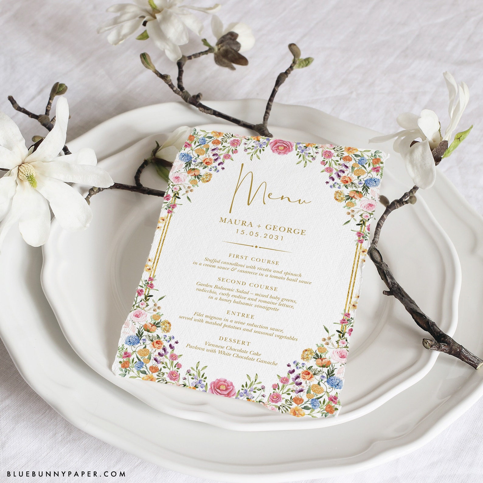 EDITABLE Colorful Wildflower Menu Template Garden Flowers - Etsy Australia