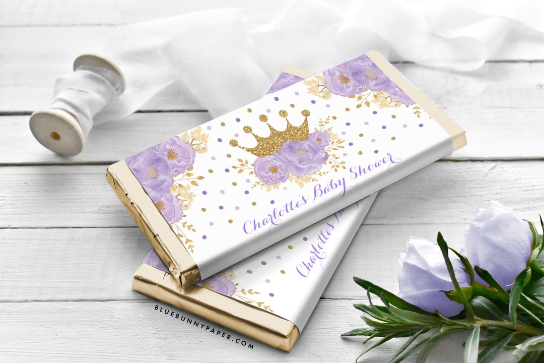 Lavender Princess Chocolate Bar Wrapper, Purple Gold Crown Candy Bar ...
