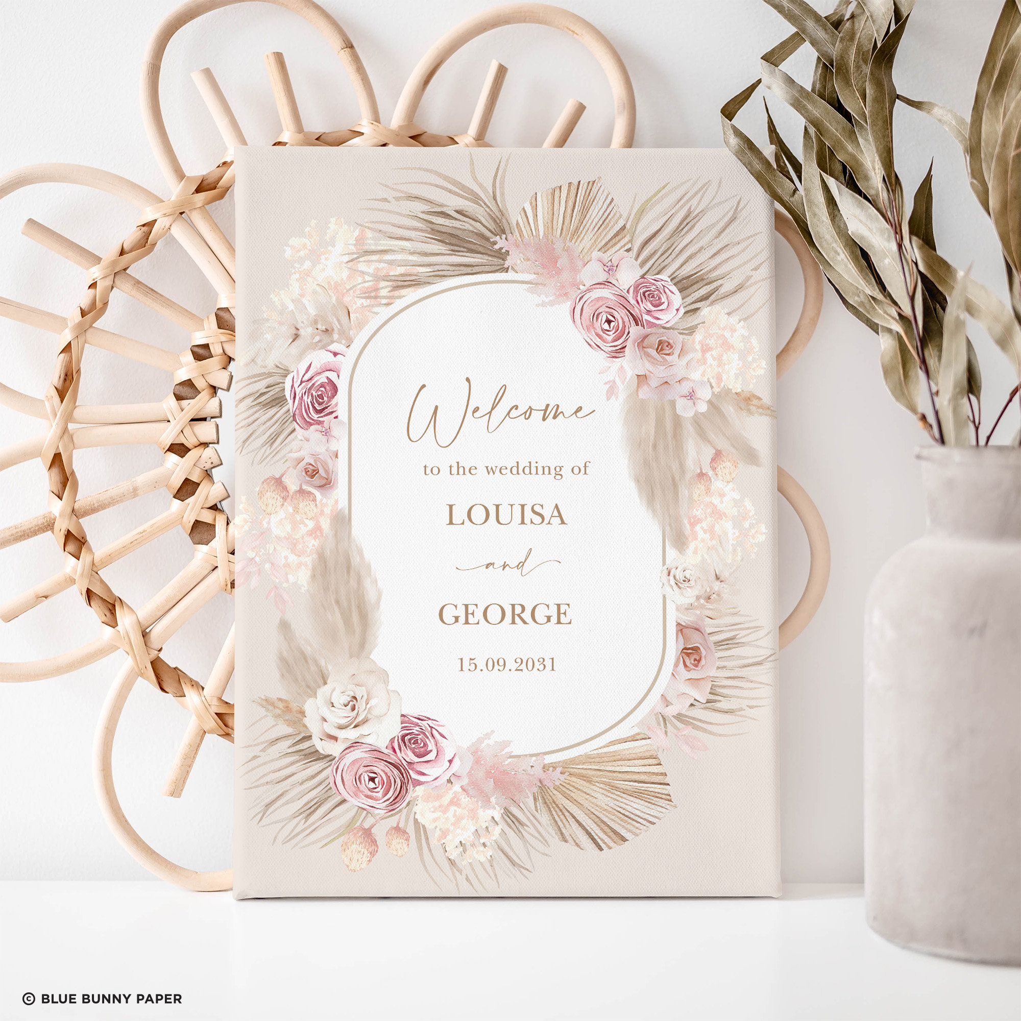 Editable Boho Wedding Welcome Sign Pampas Grass Wedding - Etsy