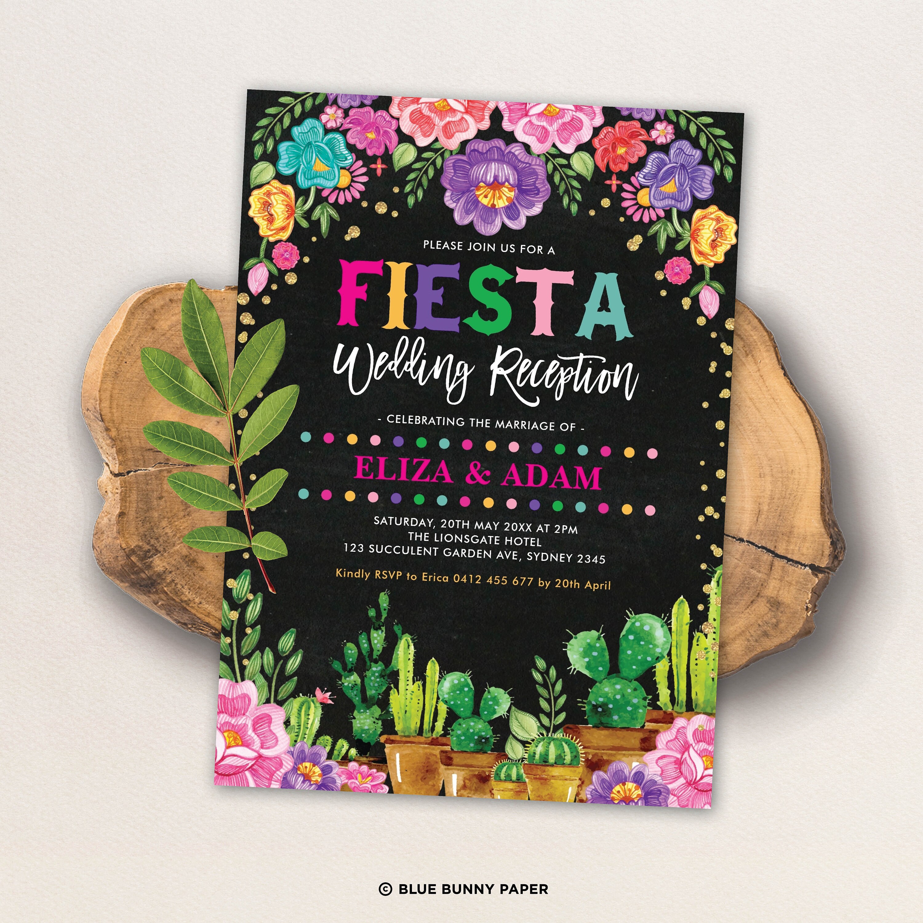 Editable Fiesta Wedding Reception Invitation. Nacho Average Wedding ...