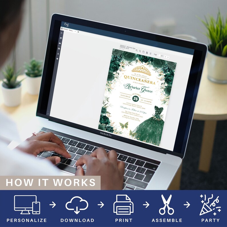 Quinceanera Invitation Template Emerald Green Mis Quince 15 - Etsy