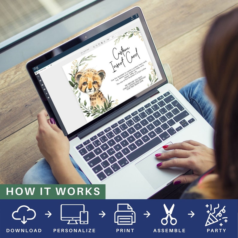 EDITABLE Cheetah Insert Card Template Jungle Leopard Baby - Etsy