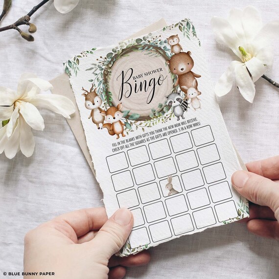 Woodland Bingo Baby Shower Game, Forest Baby Animals Shower Activity ...