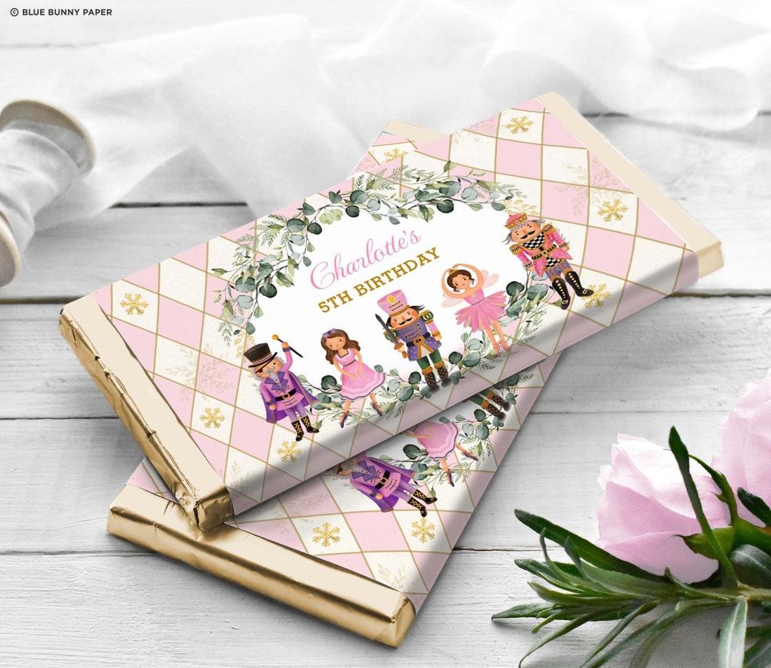 Pink Gold Nutcracker Chocolate Wrapper, Winter Holiday Birthday Party ...