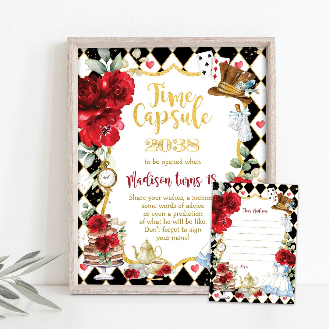 Alice in Wonderland TIME CAPSULE Red Floral First 1st Birthday ...