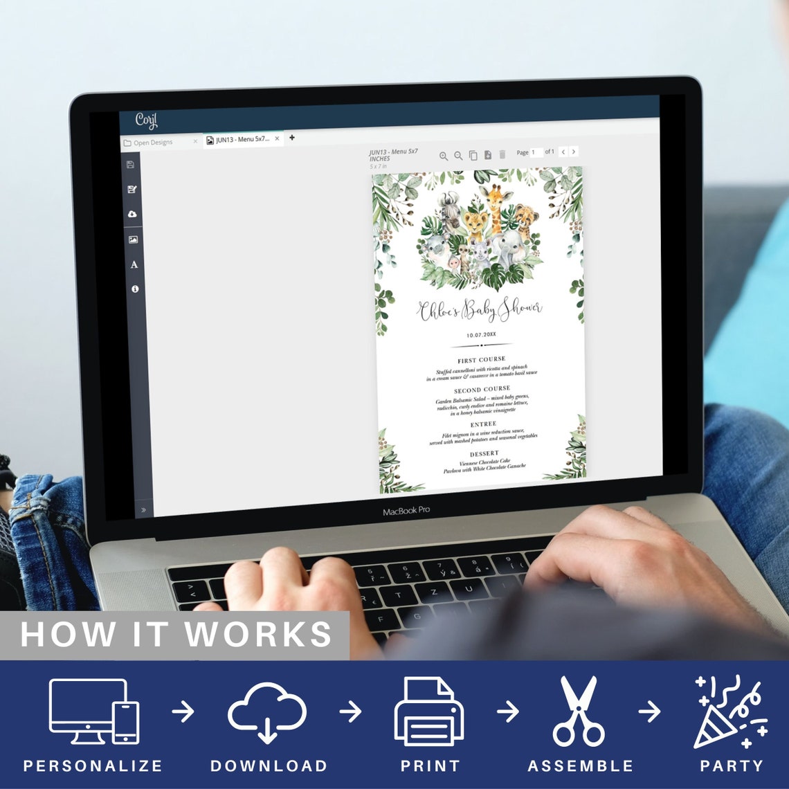 EDITABLE Safari Menu Template Jungle Animals Printable Menu - Etsy