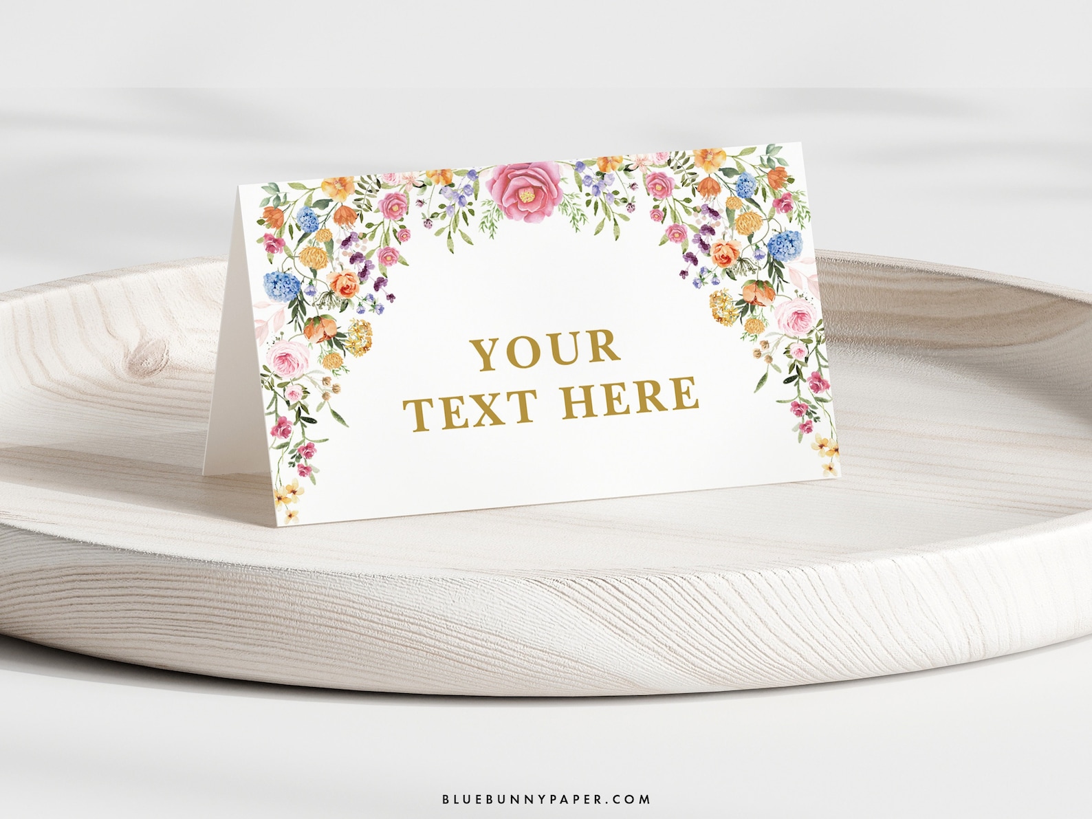 Editable Colorful Wildflower Place Card Garden Flowers Food Labels ...