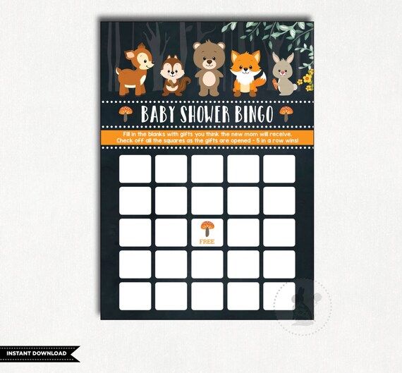 BABY SHOWER Bingo Game. Woodland Animals. Forest Baby Shower Printables ...