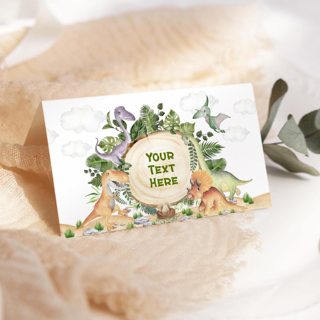 Editable Dinosaur Place Card Template: Food Labels Instant Download ...