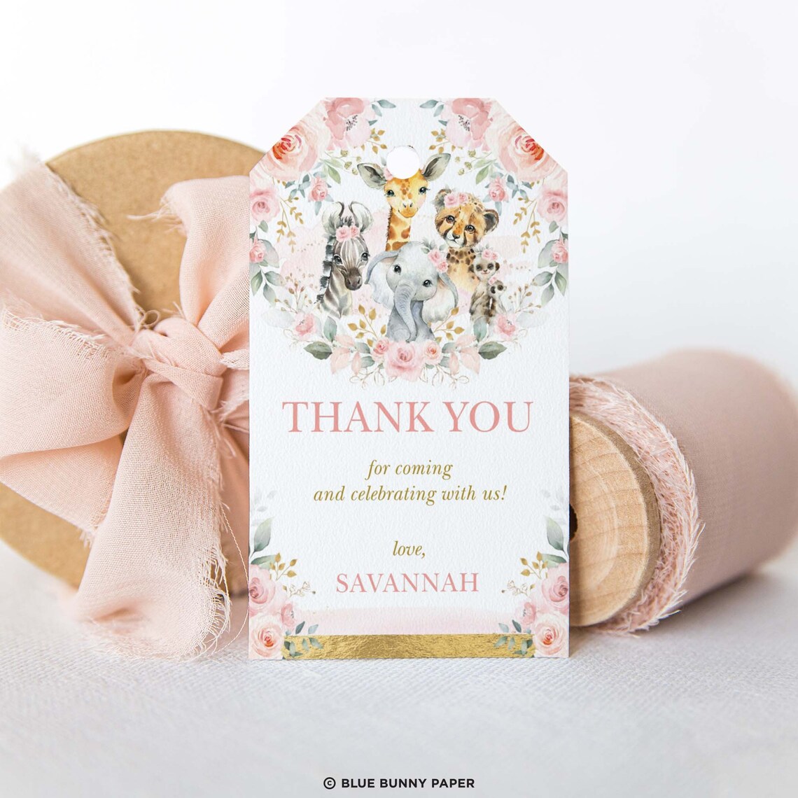 Editable Girl Safari Favor Tag Jungle Animals Thank You Tags - Etsy