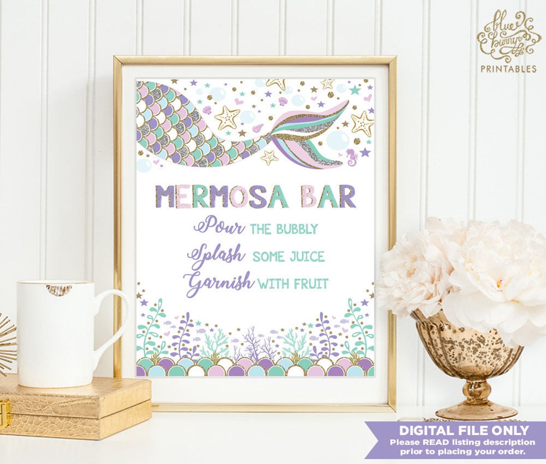 Whimsical Mermosa Bar Sign. Mermaid Mimosa Bar Sign. Under the Sea ...