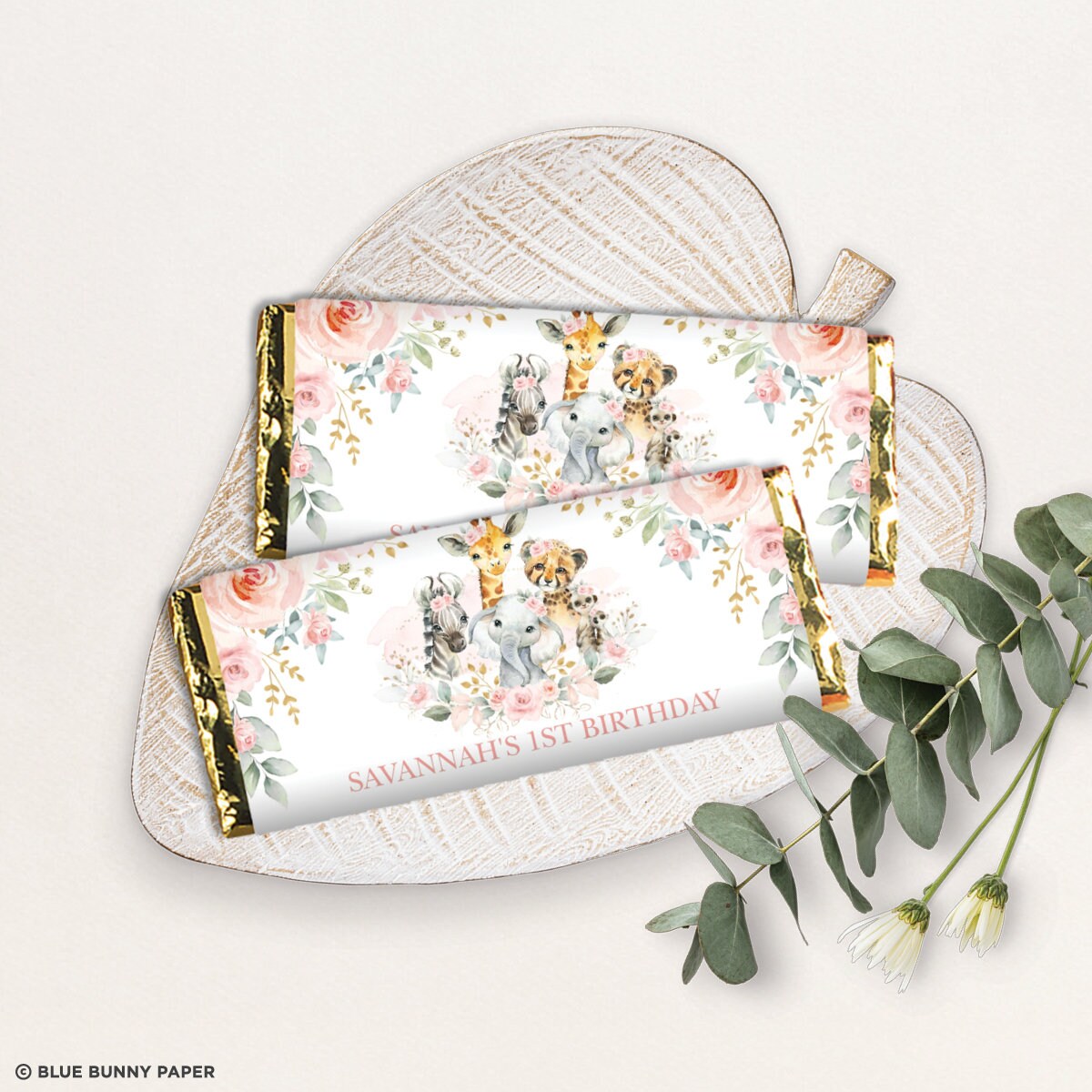 EDITABLE Blush Safari Chocolate Bar Wrapper Wild One Birthday | Etsy ...