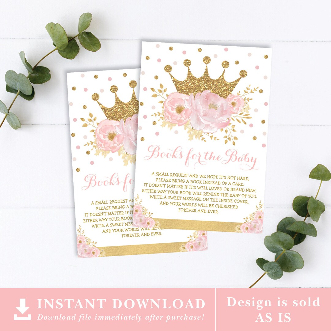 Blush Floral Crown Princess Baby Shower. Royal Baby Girl Bring a Book ...