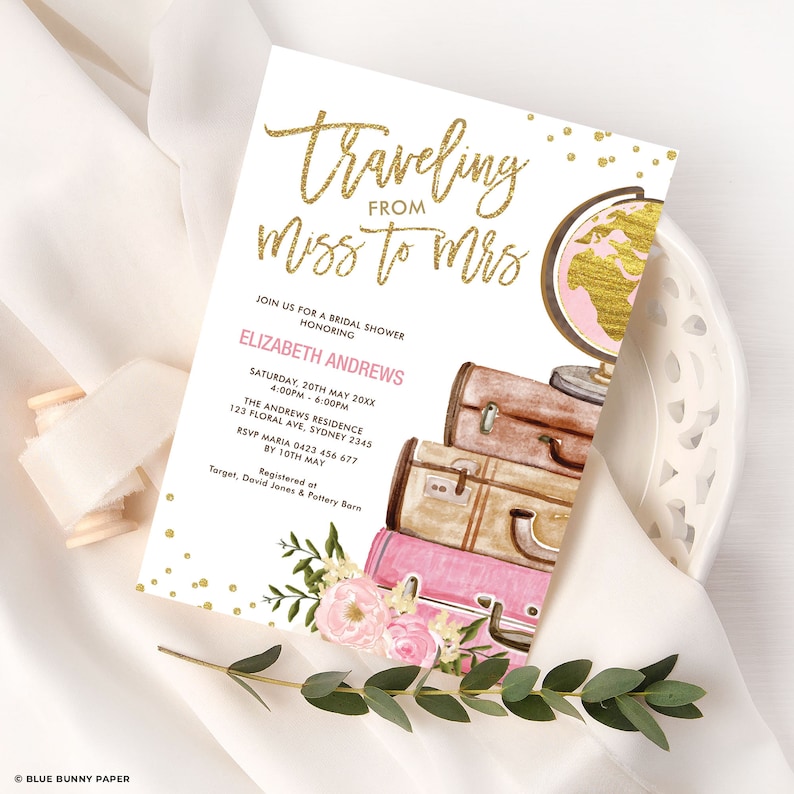 Editable Traveling Miss to Mrs Bridal Shower Invitation - Etsy