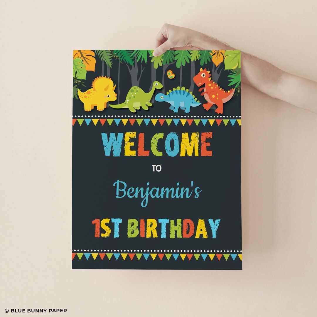 Dinosaur Welcome Sign, Dinosaur Boys Birthday Party Decorations, Dino ...