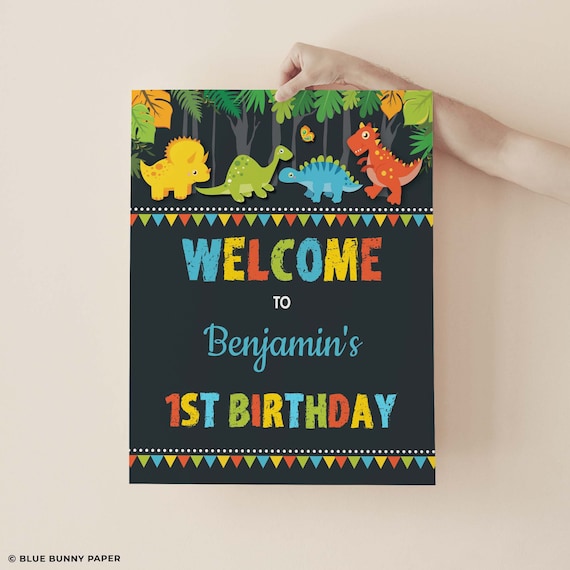 Dinosaur Welcome Sign Dinosaur Boys Birthday Party | Etsy