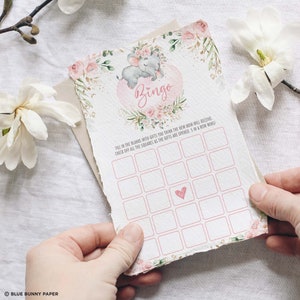 Elephant Bingo Baby Shower Game, Sleeping Elephant Baby Shower ...