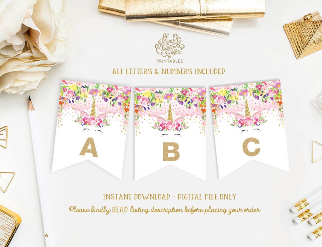 Unicorn Birthday Printable Banner. Unicorn Party Decorations. Baby ...