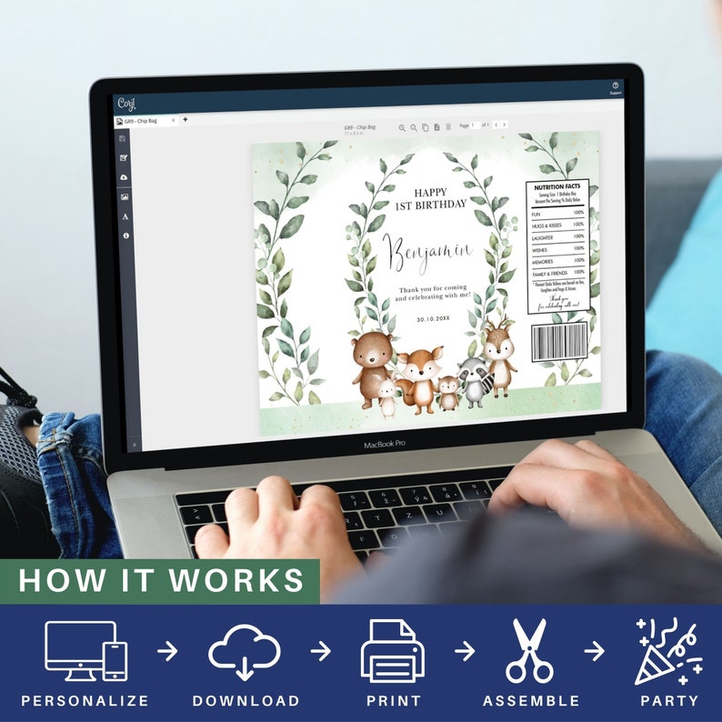 Woodland Birthday Chip Bag Forest Animals Party Favors - Etsy